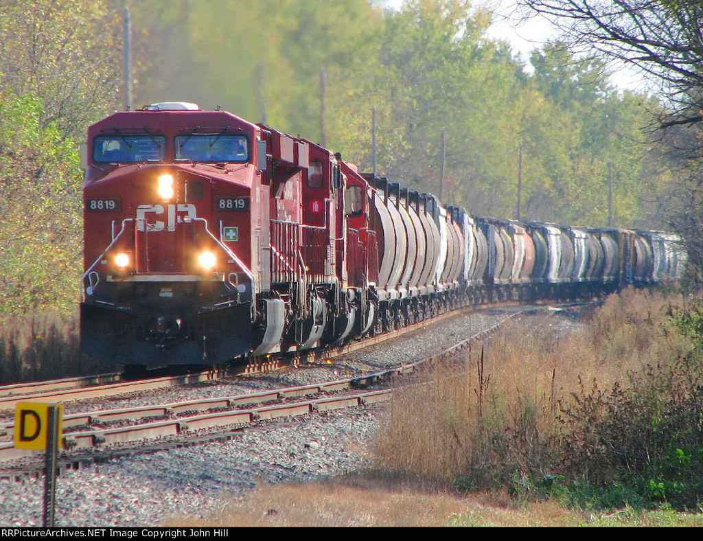 111009001 Westbound CP 8819 on River Sub. approaching Vermillion Crossovers